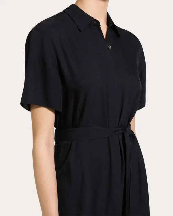 Theory Twill Belted A-line Shirt Dress