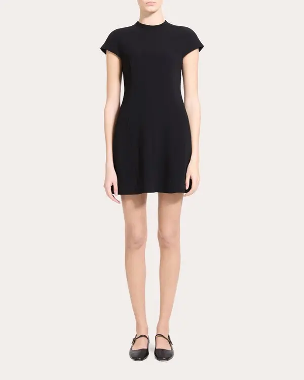 Theory Seamed Crepe A-line Mini Dress