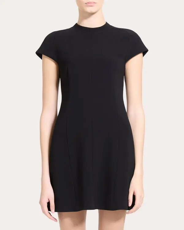 Theory Seamed Crepe A-line Mini Dress