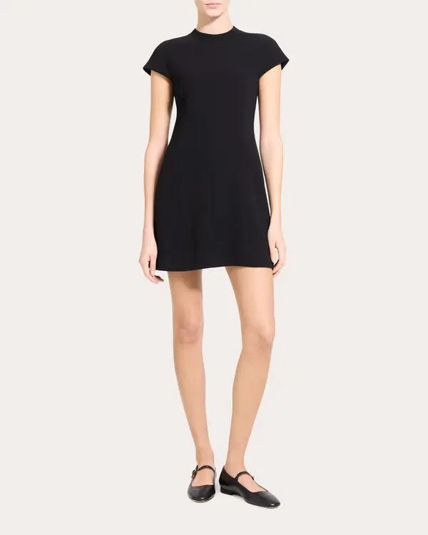 Theory Seamed Crepe A-line Mini Dress