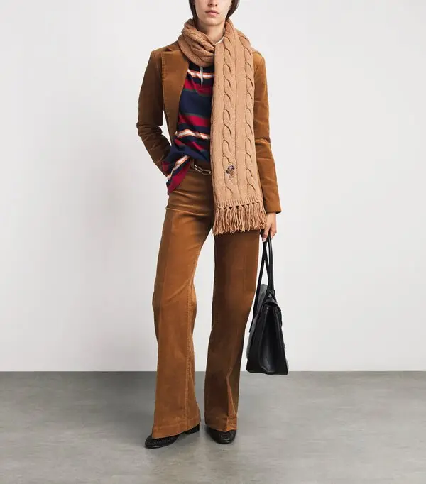 Polo Ralph Lauren Wool-blend Cable-knit Bear Scarf