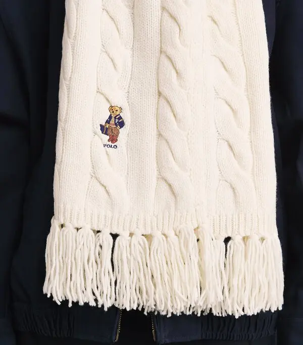 Polo Ralph Lauren Wool-blend Cable-knit Bear Scarf