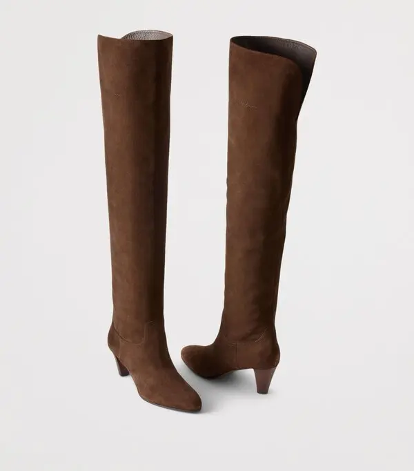 Ralph Lauren Suede Harlee Knee-high Heeled Boots 55