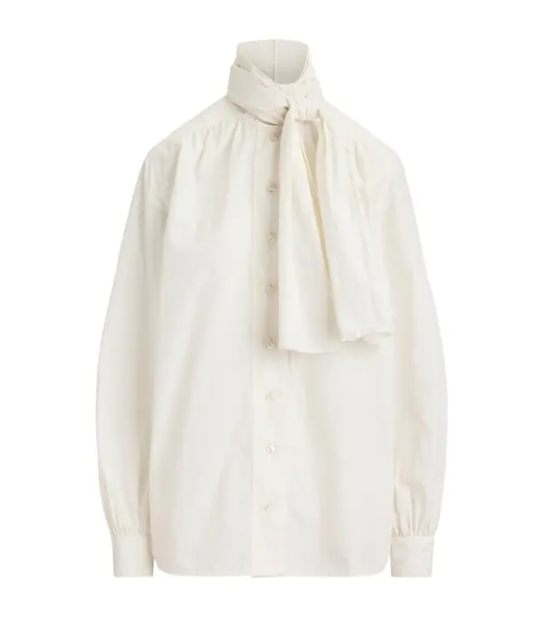 Ralph Lauren Poplin Tie-neck Dara Blouse