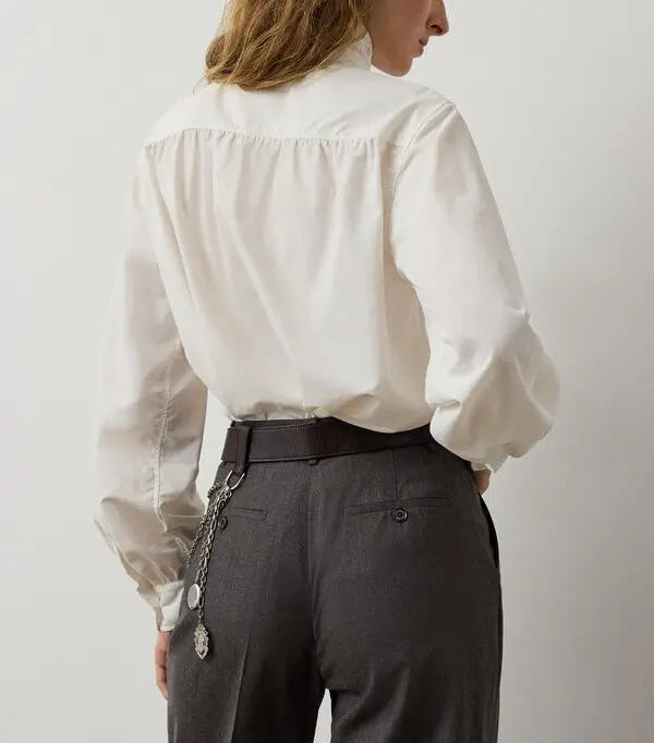 Ralph Lauren Poplin Tie-neck Dara Blouse