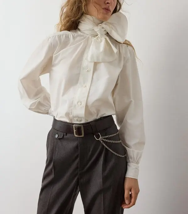 Ralph Lauren Poplin Tie-neck Dara Blouse