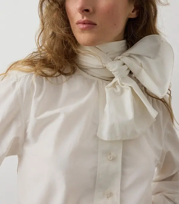 Ralph Lauren Poplin Tie-neck Dara Blouse