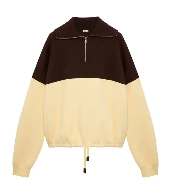 Loewe Two-tone Quarter-zip Sweater - Brown