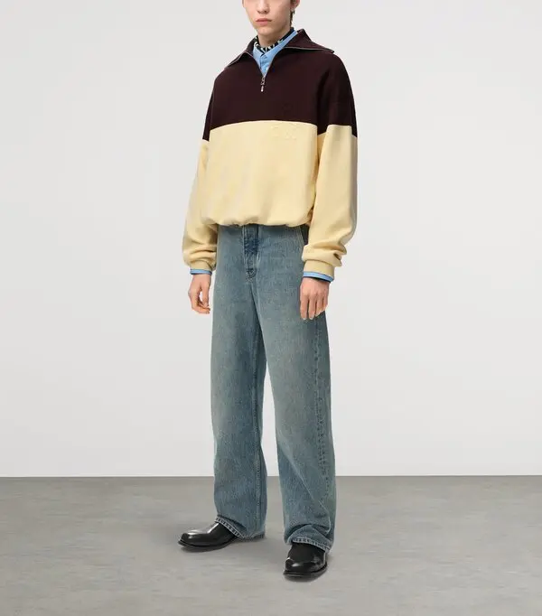 Loewe Two-tone Quarter-zip Sweater - Brown
