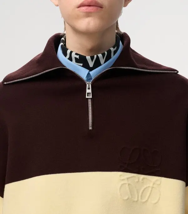Loewe Two-tone Quarter-zip Sweater - Brown