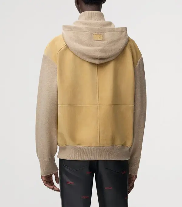 Loewe Suede-wool Hybrid Hooded Jacket - Beige