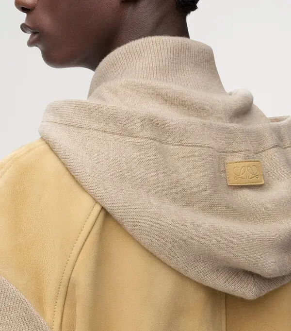 Loewe Suede-wool Hybrid Hooded Jacket - Beige