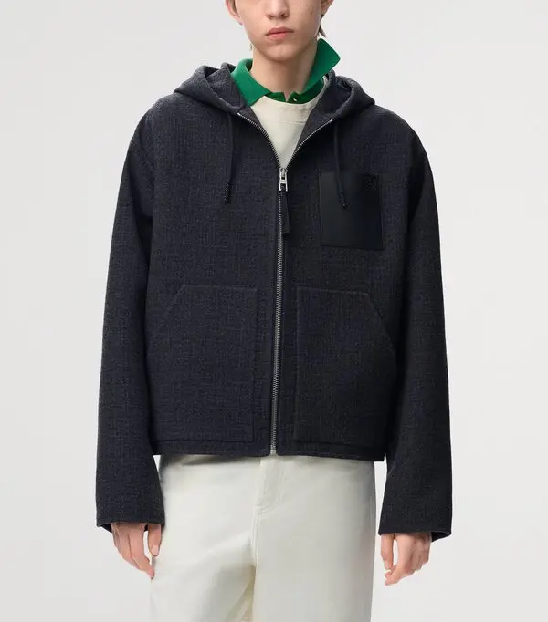 Loewe Wool-silk Tweed Hooded Jacket