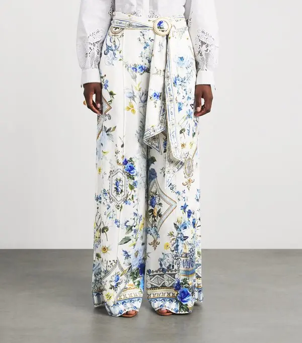 Camilla Scarf Belt Wide-leg Trousers