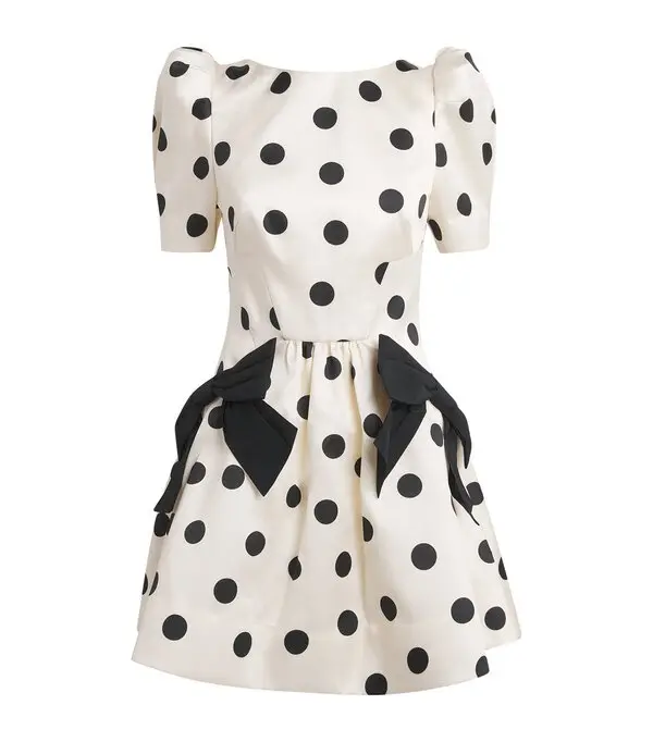 Rebecca Vallance Satin Polka Dot Bacio Mini Dress - Ivory