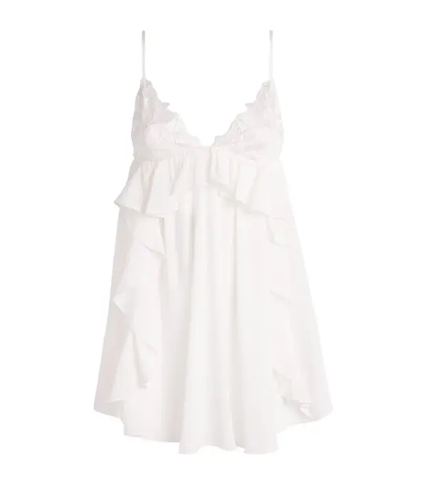 FLEUR DU MAL Silk Lily Babydoll Slip Dress - Ivory