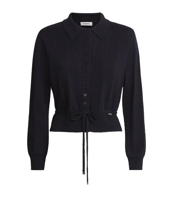 Sandro Wool-blend Pointelle-knit Cardigan