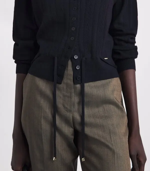 Sandro Wool-blend Pointelle-knit Cardigan