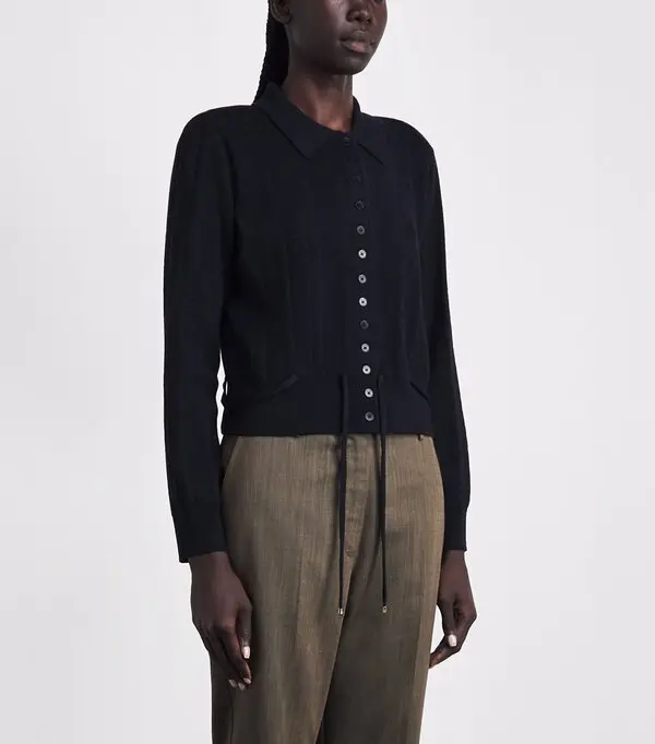 Sandro Wool-blend Pointelle-knit Cardigan