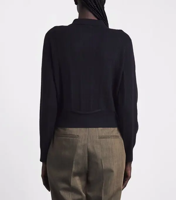 Sandro Wool-blend Pointelle-knit Cardigan