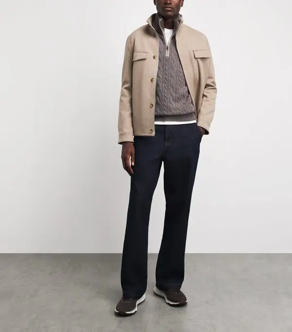 N.peal Cashmere Cable-knit Quarter-zip Sweater