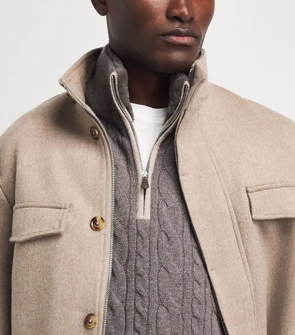 N.peal Cashmere Cable-knit Quarter-zip Sweater