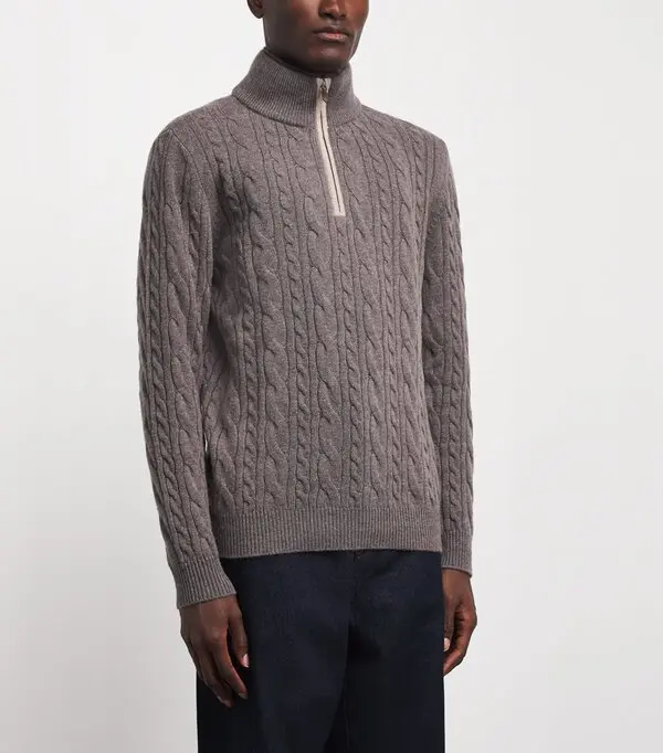 N.peal Cashmere Cable-knit Quarter-zip Sweater