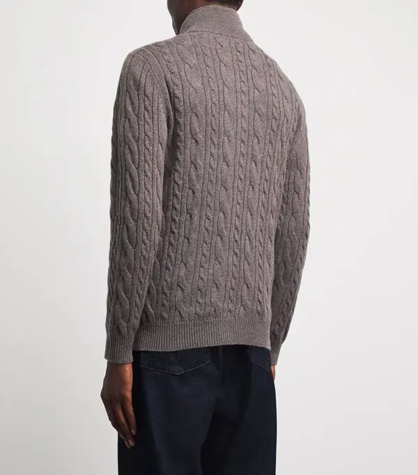 N.peal Cashmere Cable-knit Quarter-zip Sweater