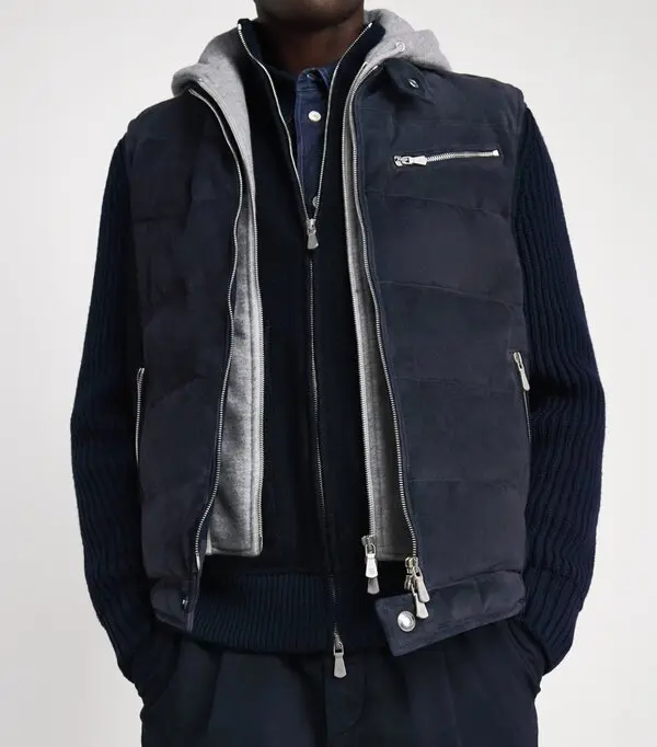 Eleventy Down-filled Suede Gilet