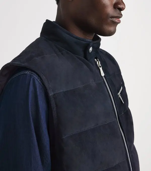 Eleventy Down-filled Suede Gilet