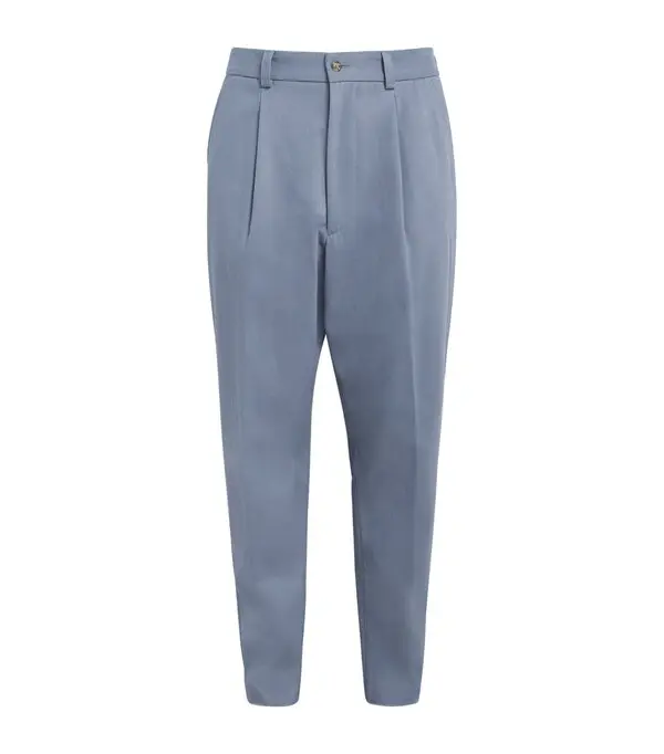 Eleventy Cotton Pleated Trousers - Blue