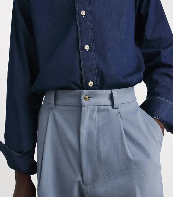 Eleventy Cotton Pleated Trousers - Blue