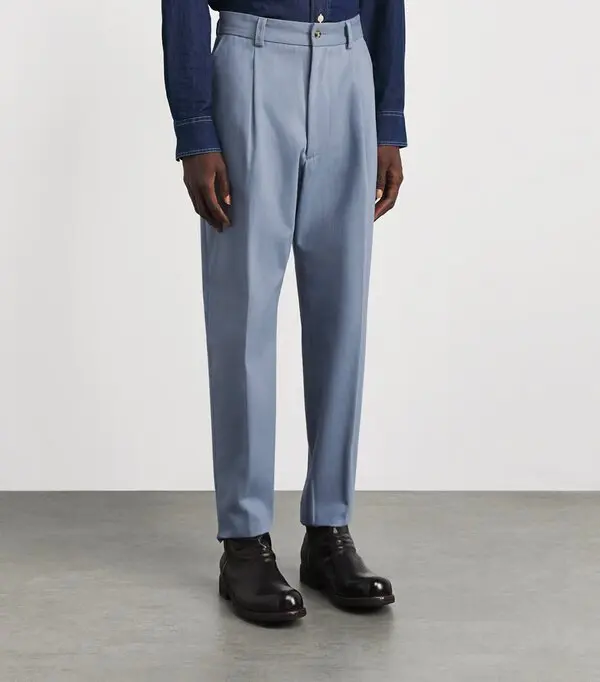 Eleventy Cotton Pleated Trousers - Blue