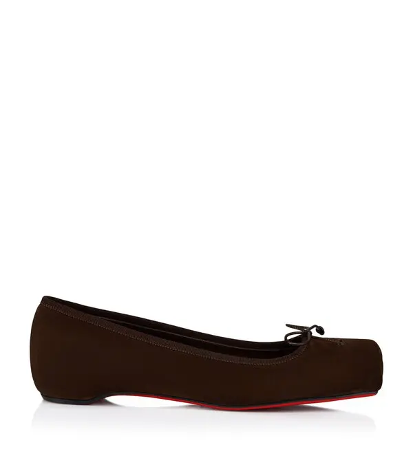 CHRISTIAN LOUBOUTIN Cassia Nodo Suede Ballet Flats - Brown
