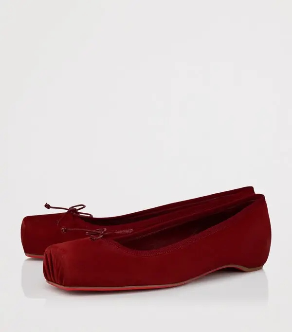 CHRISTIAN LOUBOUTIN Cassia Nodo Suede Ballet Flats - Red