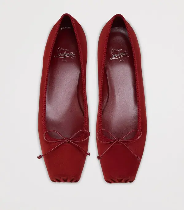 CHRISTIAN LOUBOUTIN Cassia Nodo Suede Ballet Flats - Red