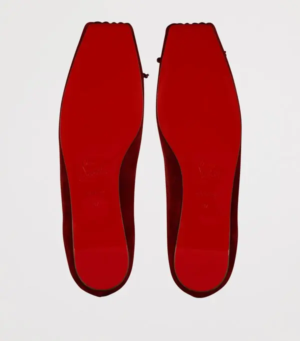 CHRISTIAN LOUBOUTIN Cassia Nodo Suede Ballet Flats - Red