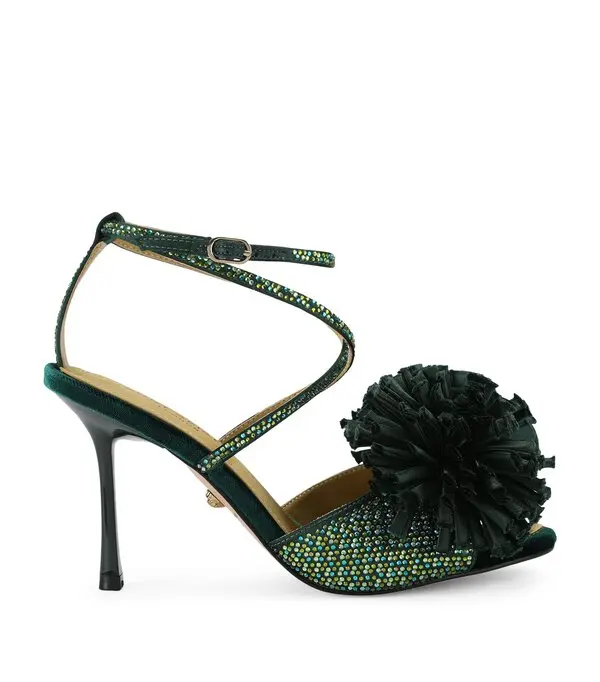 Kurt Geiger Embellished Pom Pom Heeled Sandals - Green