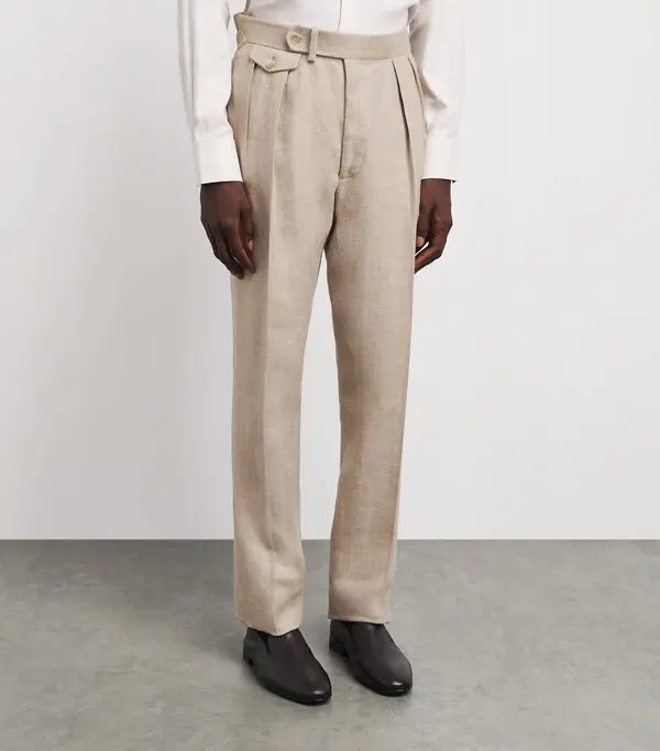 Ralph Lauren Purple Label Linen-silk-cotton Gregory Trousers