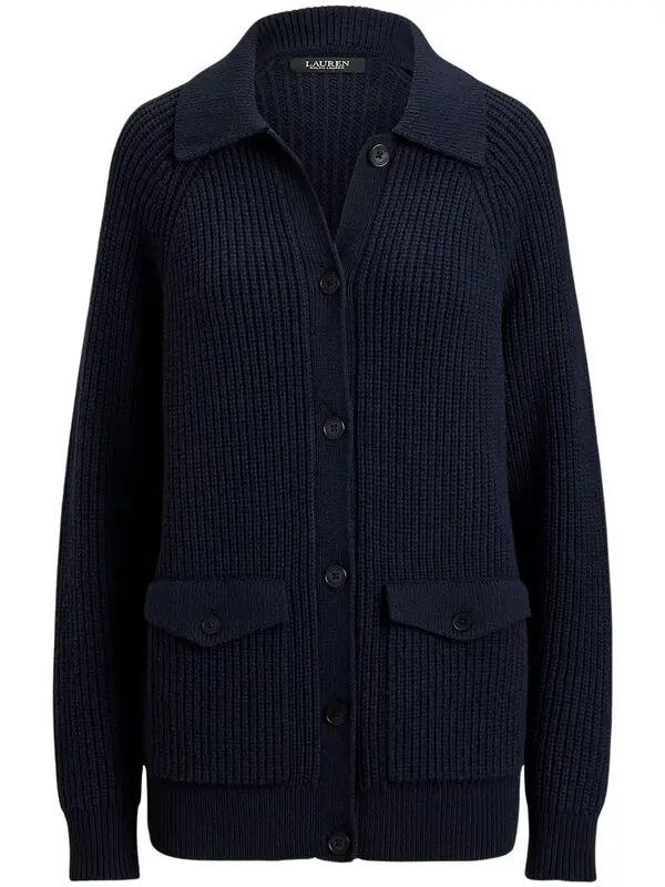 Ralph Lauren Wool-blend Rib-knit Collared Cardigan