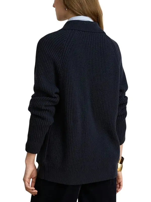 Ralph Lauren Wool-blend Rib-knit Collared Cardigan
