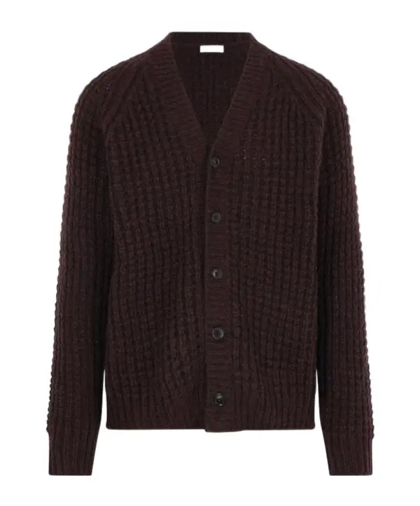 ROBERTO COLLINA V-neck Waffle Knit Cardigan