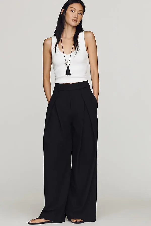 FAVORITE DAUGHTER Pleated Wide-leg Trousers