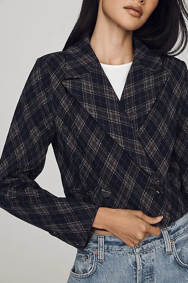 Avec Les Filles Cropped Knit Blazer Jacket