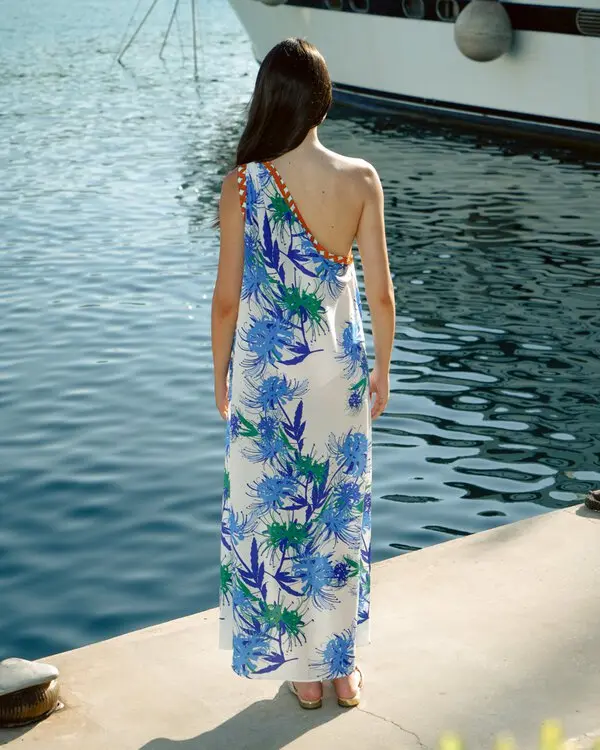 KARMA ON THE ROCKS Tama Higa Silk Asymmetric Maxi Dress