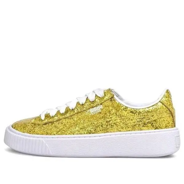 PUMA Basket Platform Glitter Sneakers - Gold/white