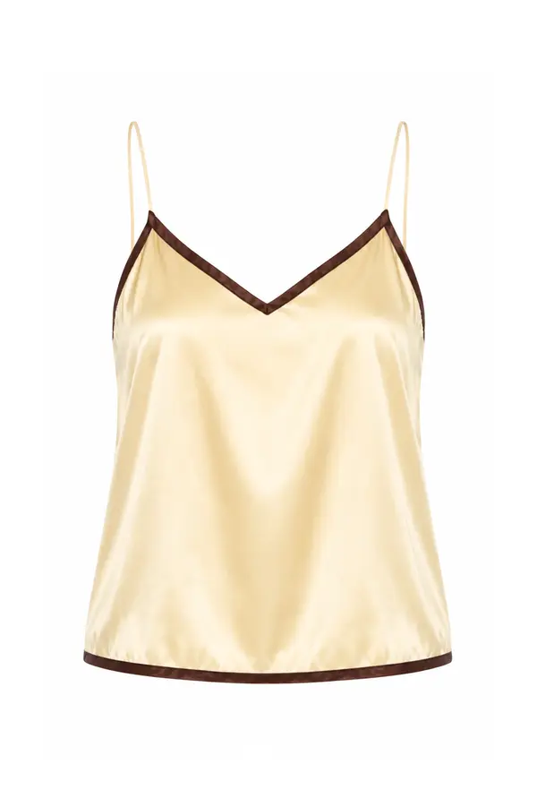 SWF Contrast Satin Cami - Custard