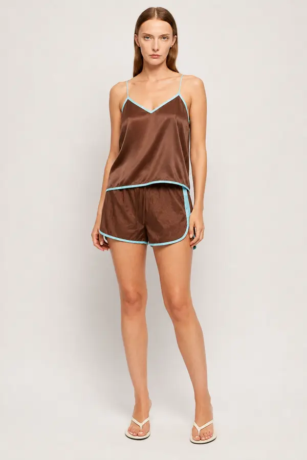 SWF Contrast Satin Cami - Toffee