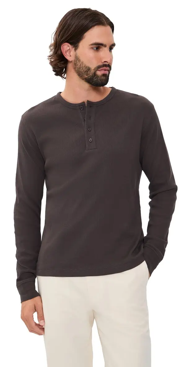 Vince Cotton Rib Henley Shirt