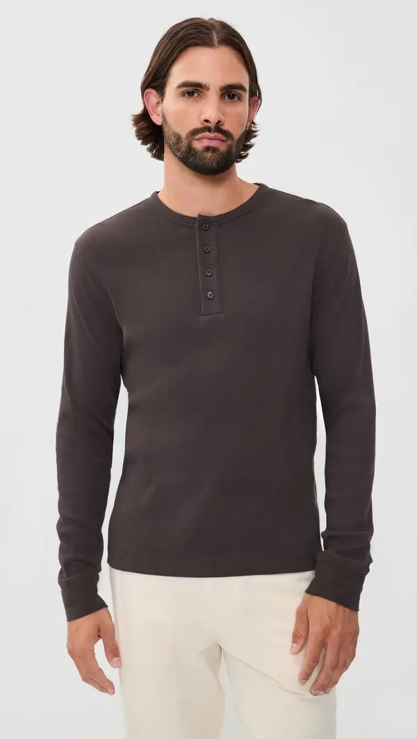 Vince Cotton Rib Henley Shirt